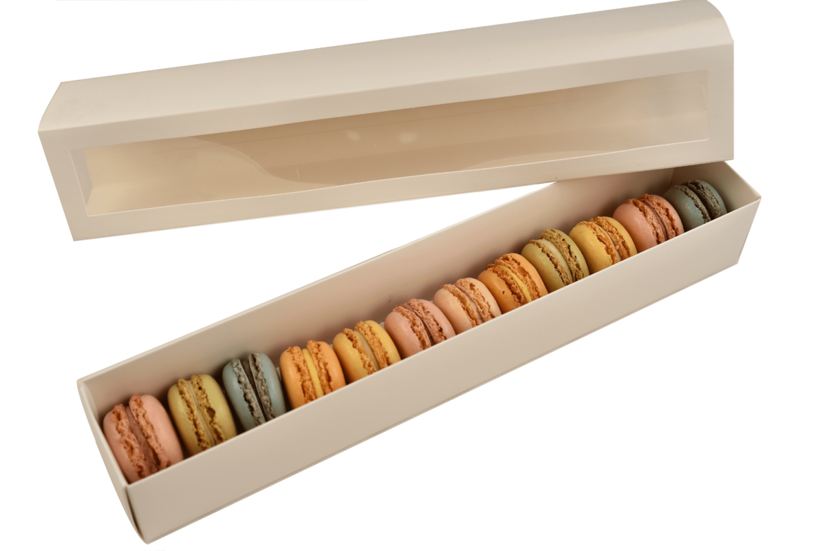 12" White Macaron Box with Clear Lid